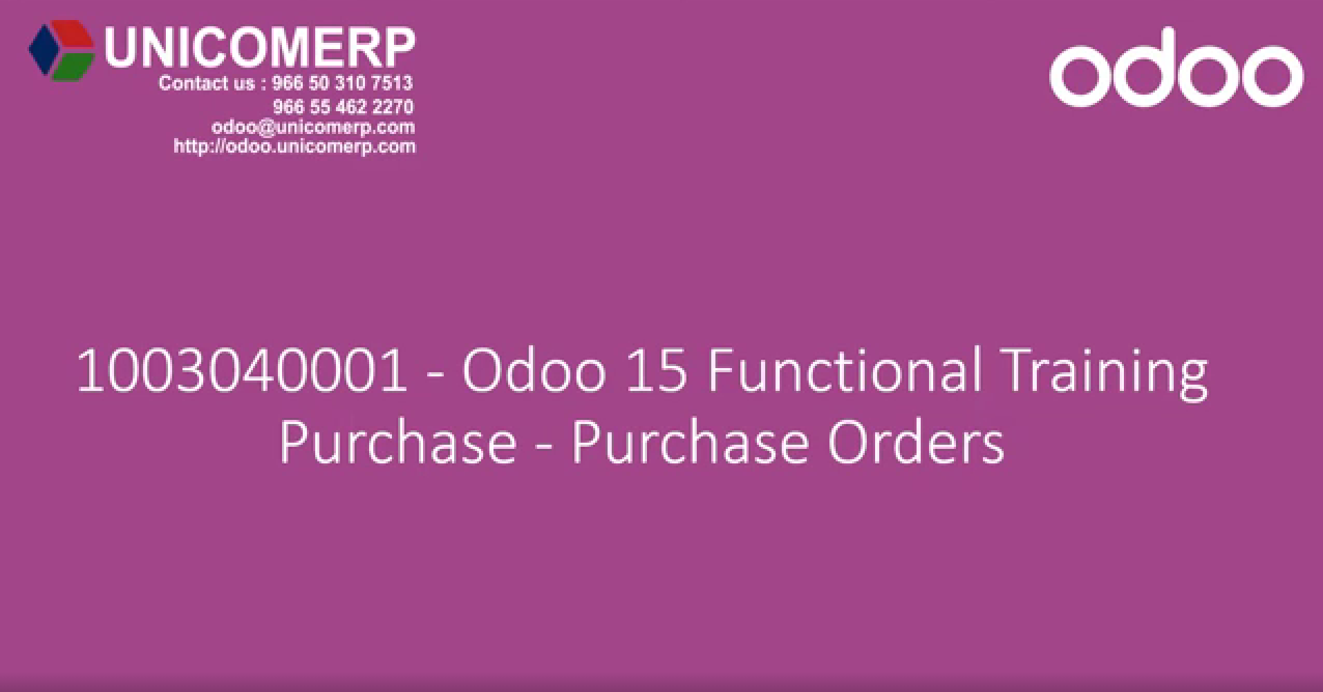 Training Videos - Odoo Community