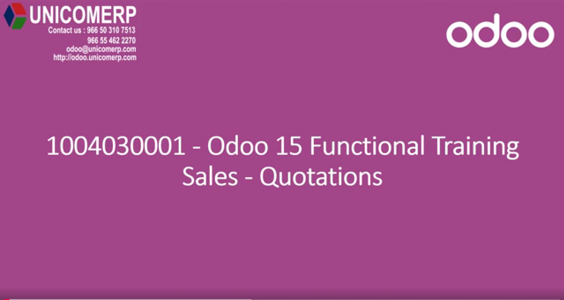 Training Videos - Odoo Community